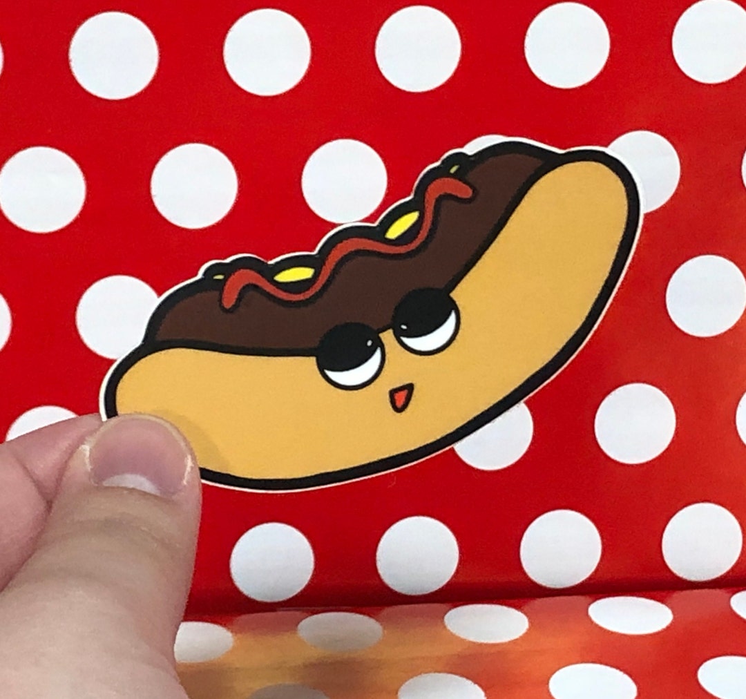 Smiling Hot Dog Vinyl Sticker - Etsy