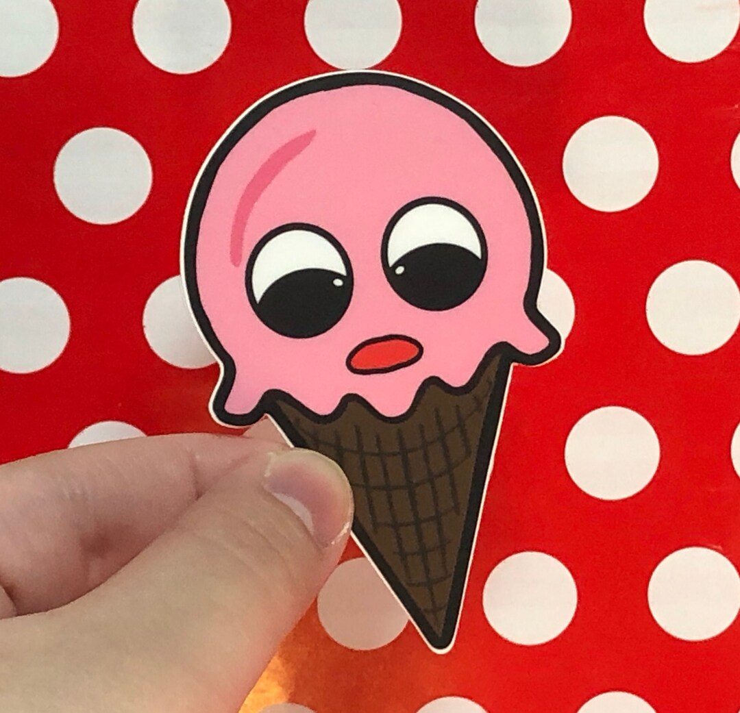 Smiling Ice Cream Vinyl Sticker - Etsy