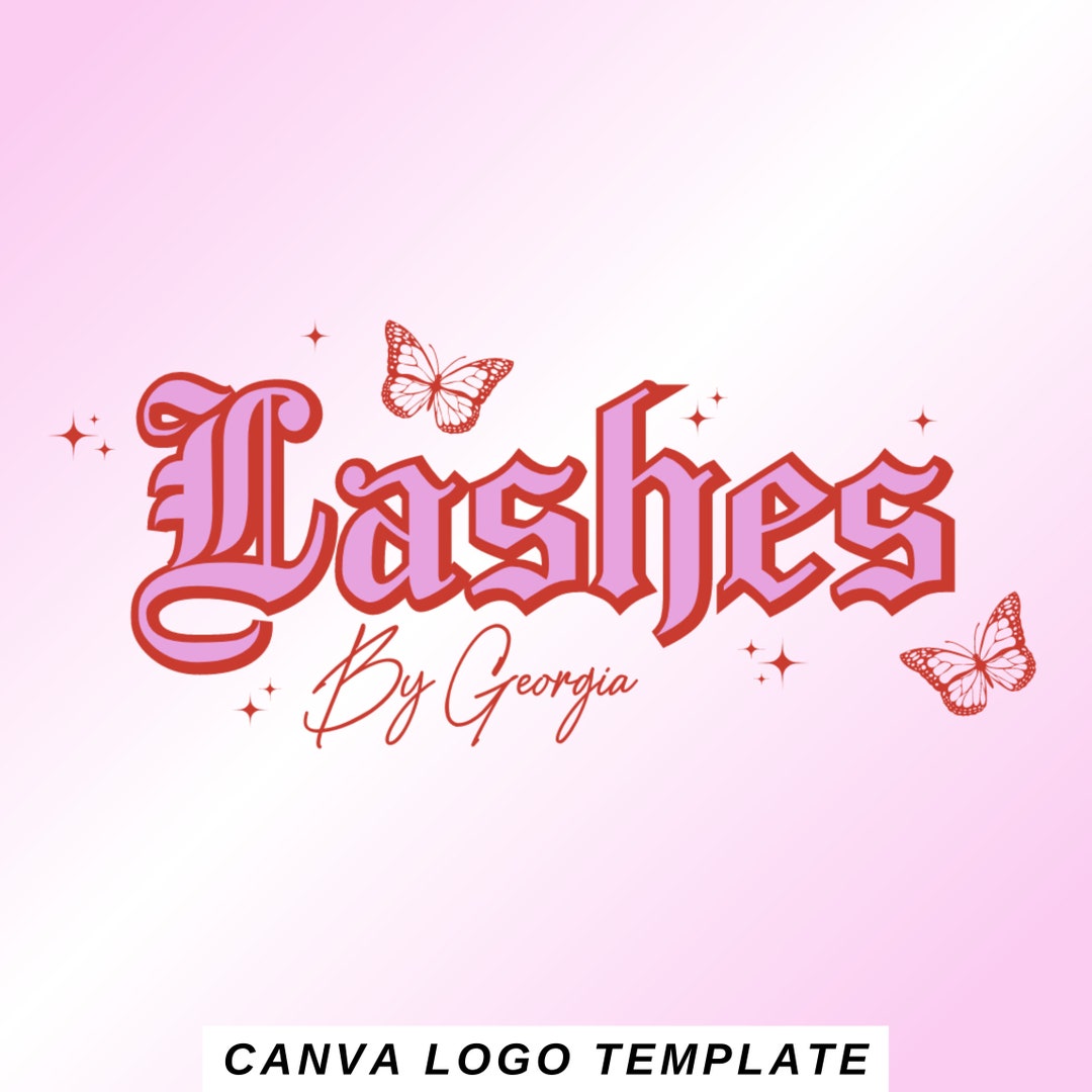 Fully Editable Feminine Red and Pink Y2K Beauty Logo Template | Instant ...