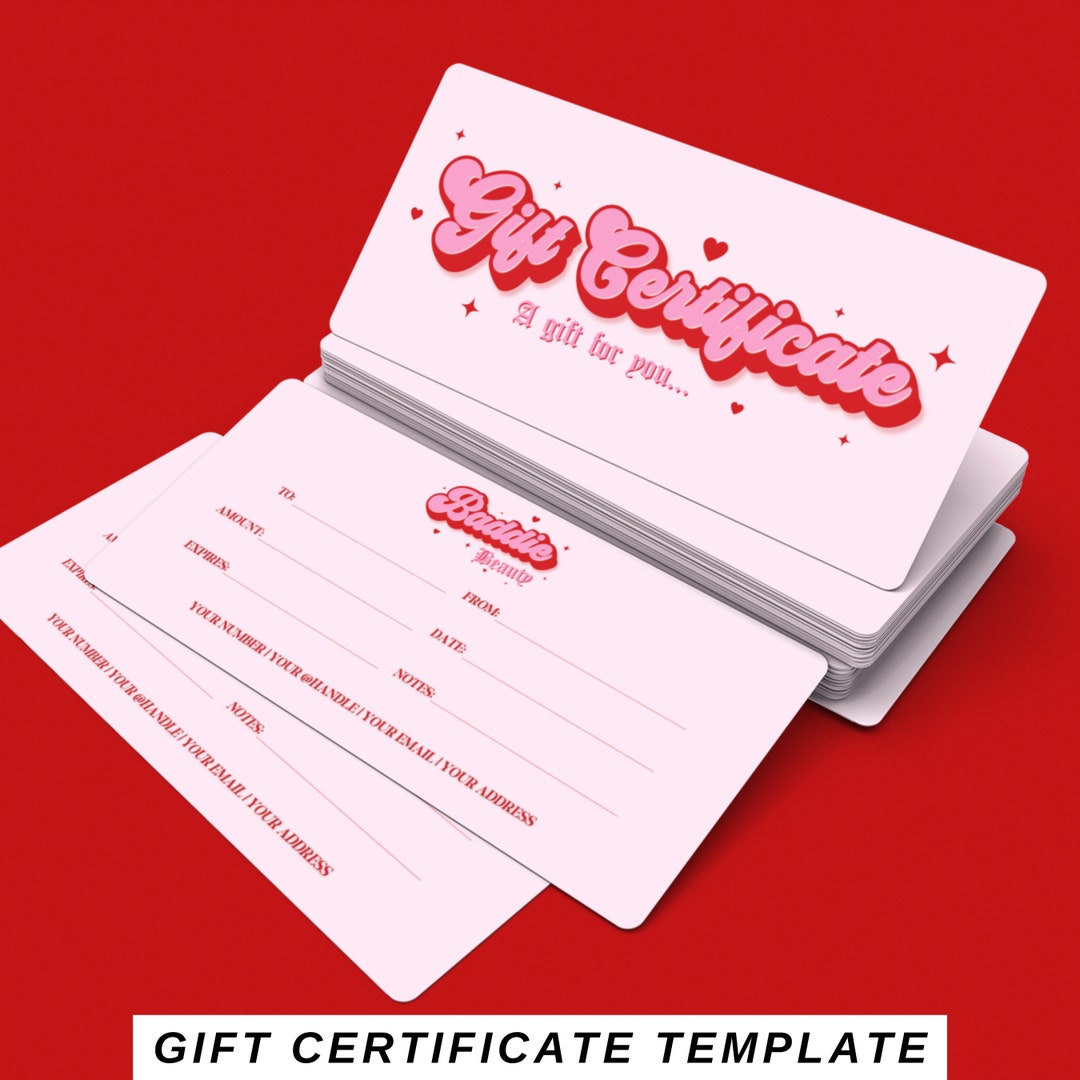 Fully Editable Feminine Pink and Red Retro Gift Certificate Template ...