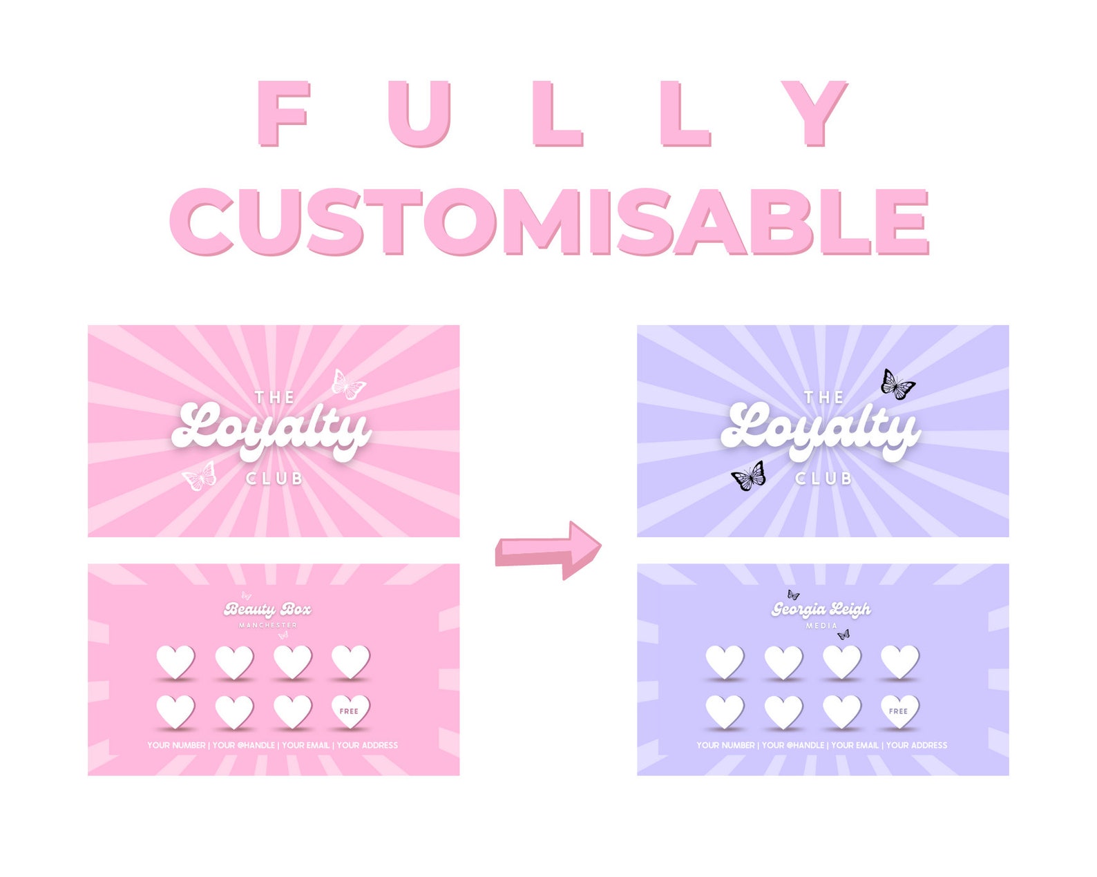 Editable Pink Retro Beauty Loyalty Card Template Editable - Etsy UK