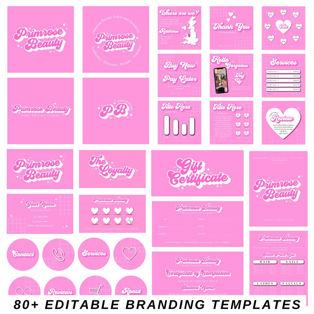 80 Fully Editable Retro Pink Bubble Text, 2000's Style Canva Templates ...
