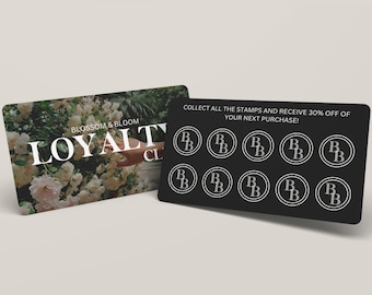 Fully Editable Retro Pink Bubble Text Loyalty Card Template Instant ...