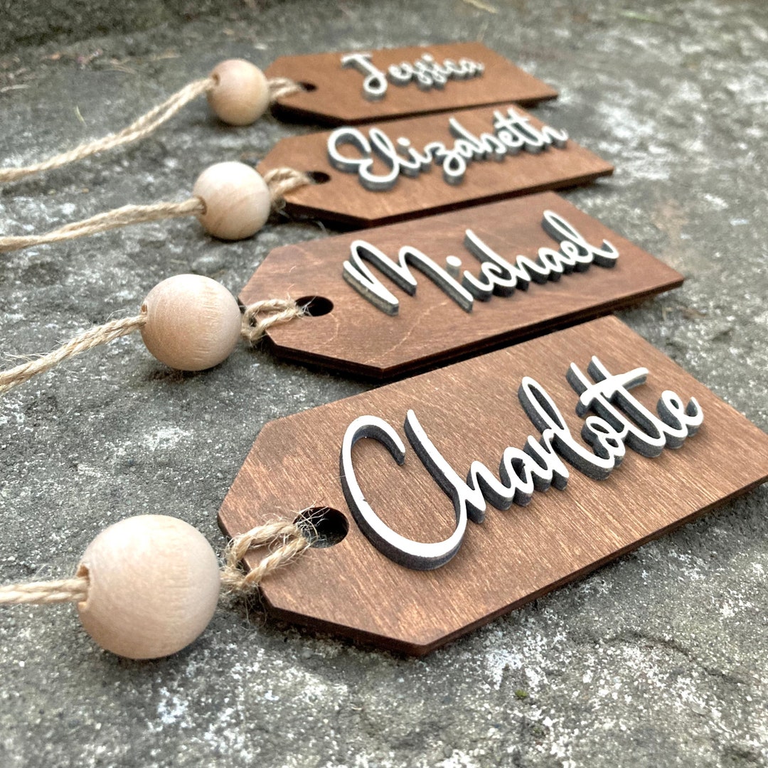 Christmas Stocking Tag, Custom Name Wooden Tags, Personalized Name Tag ...