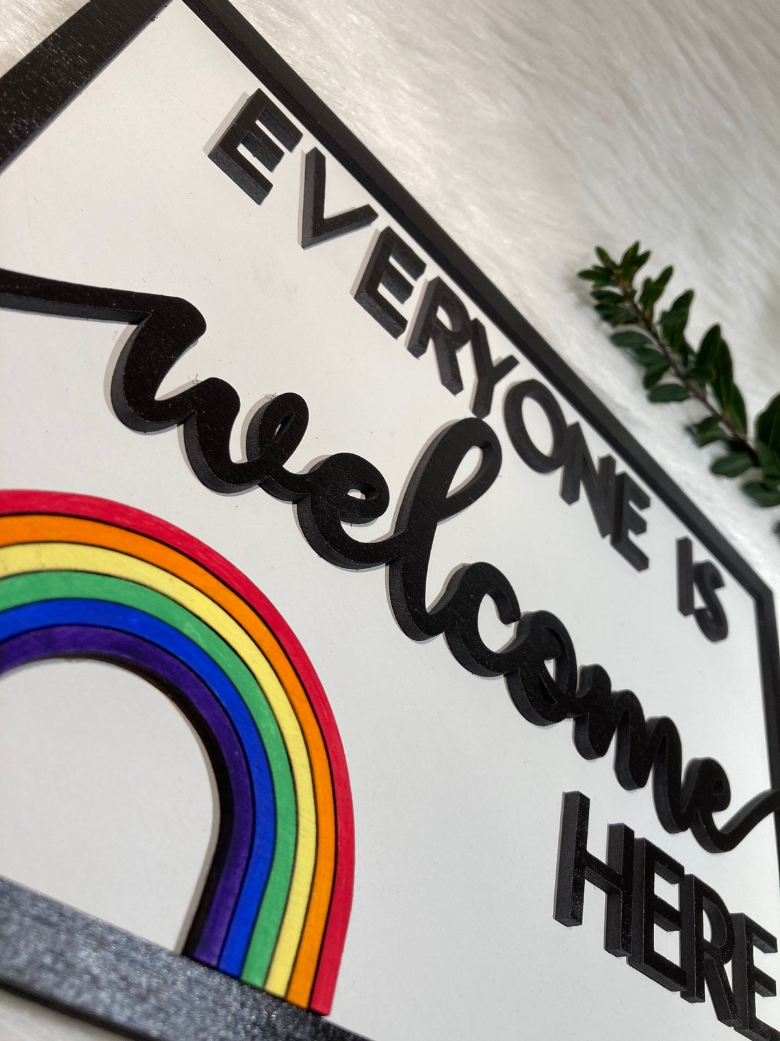 Everyone is Welcome Here Sign LGBT Rainbow Decor Gay Pride | Etsy Canada