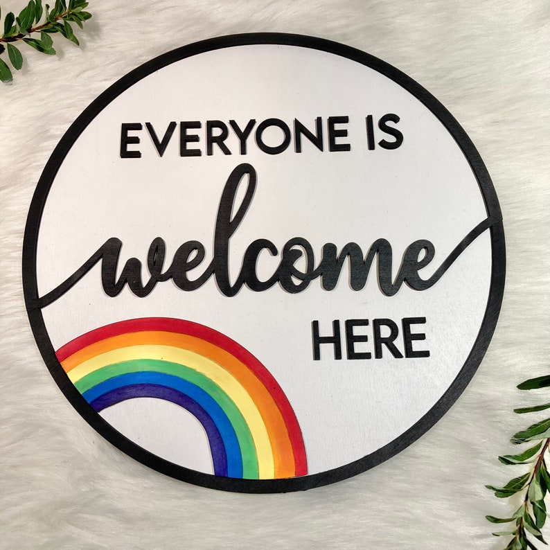 Everyone is Welcome Here Sign LGBT Rainbow Decor Gay Pride - Etsy Canada