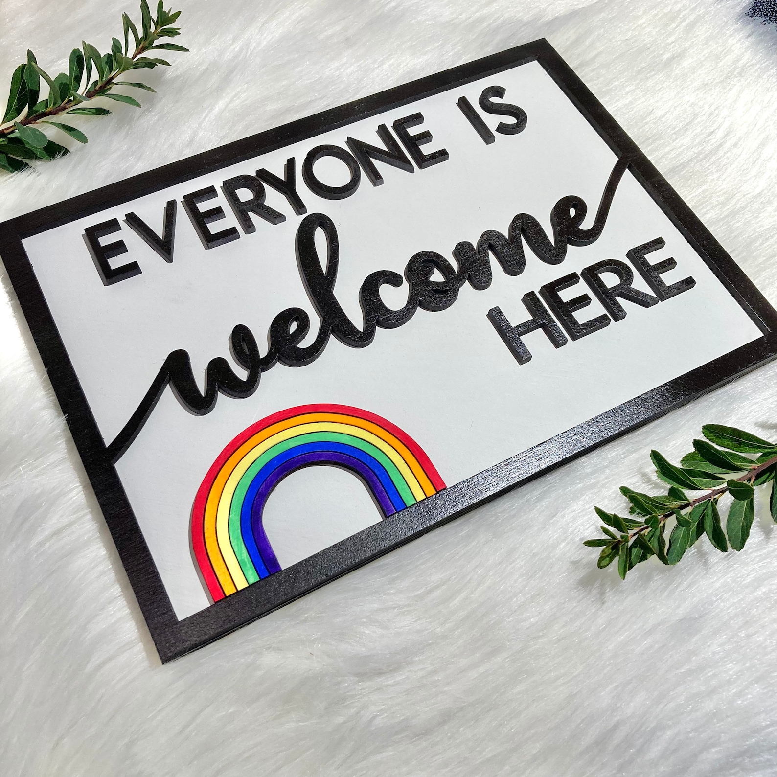 Everyone is Welcome Here Sign LGBT Rainbow Decor Gay Pride | Etsy Canada