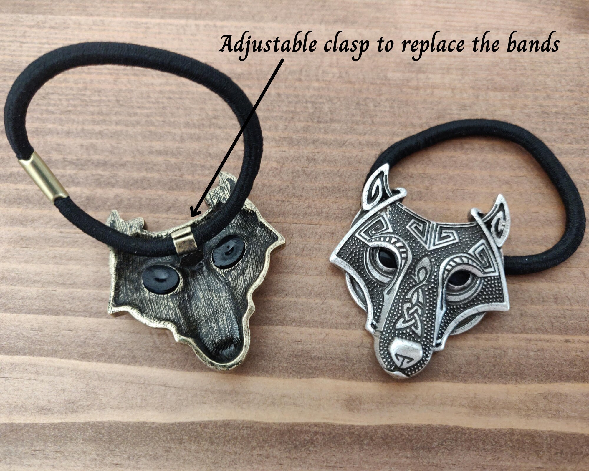 Viking Hair Tie Set: Raven Skull & Fenrir Wolf - Norse Accessories - Etsy