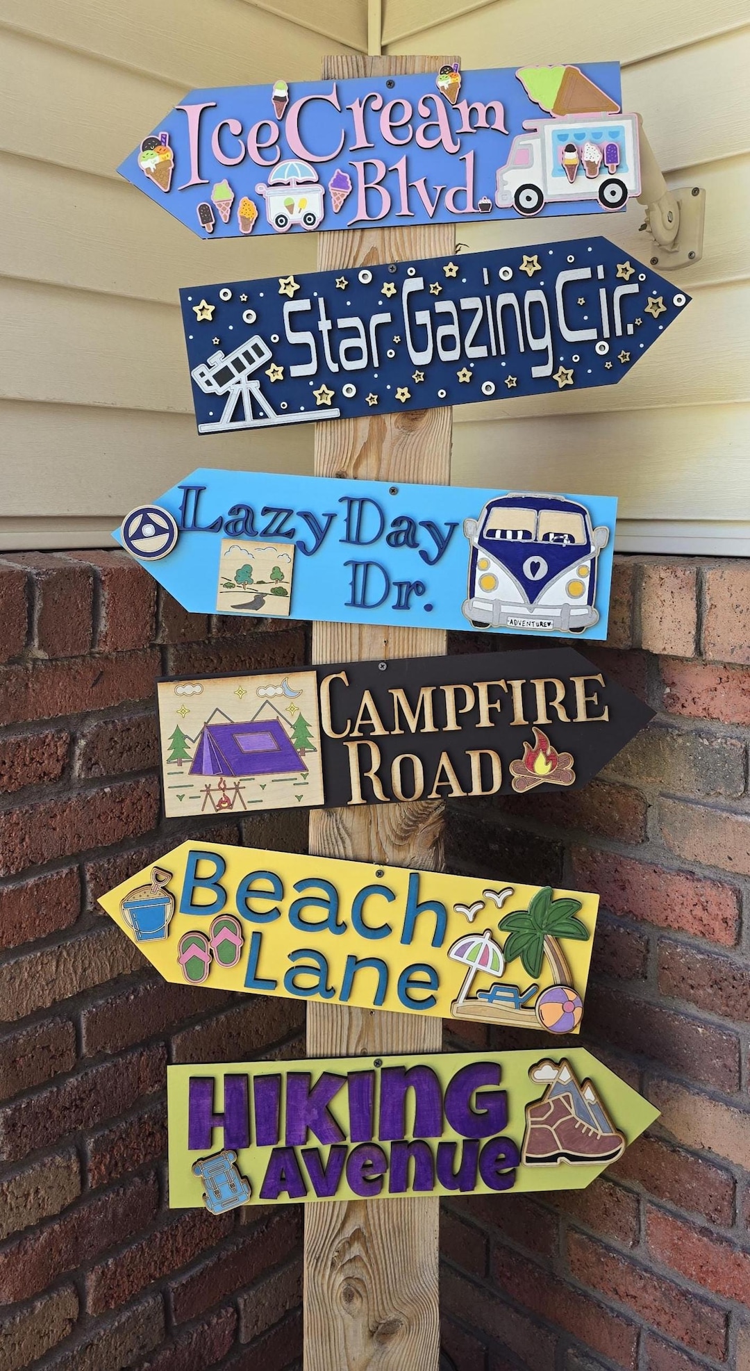 Summer Directional Signpost | Beach, Camping, Hiking Decor - Etsy