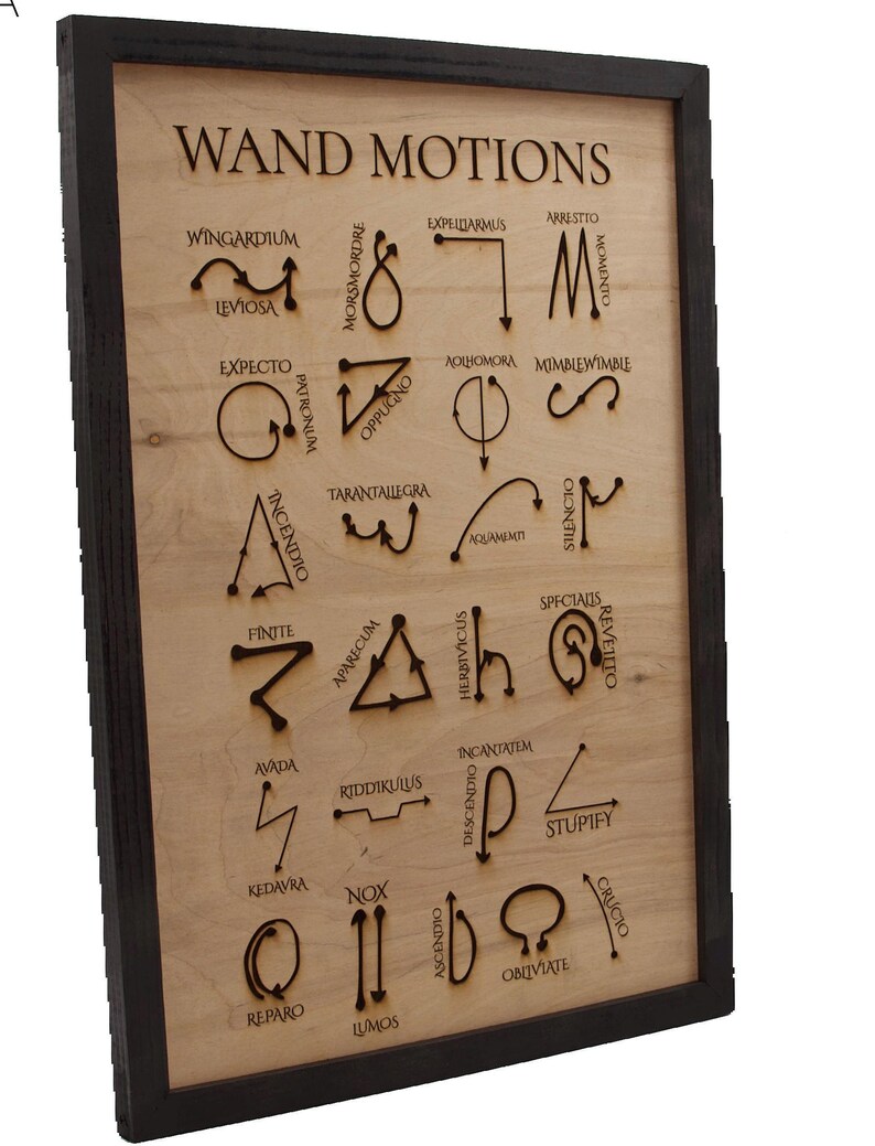 Wand Motion Spells Sign | Engraved Wooden Wall Art - Etsy Australia