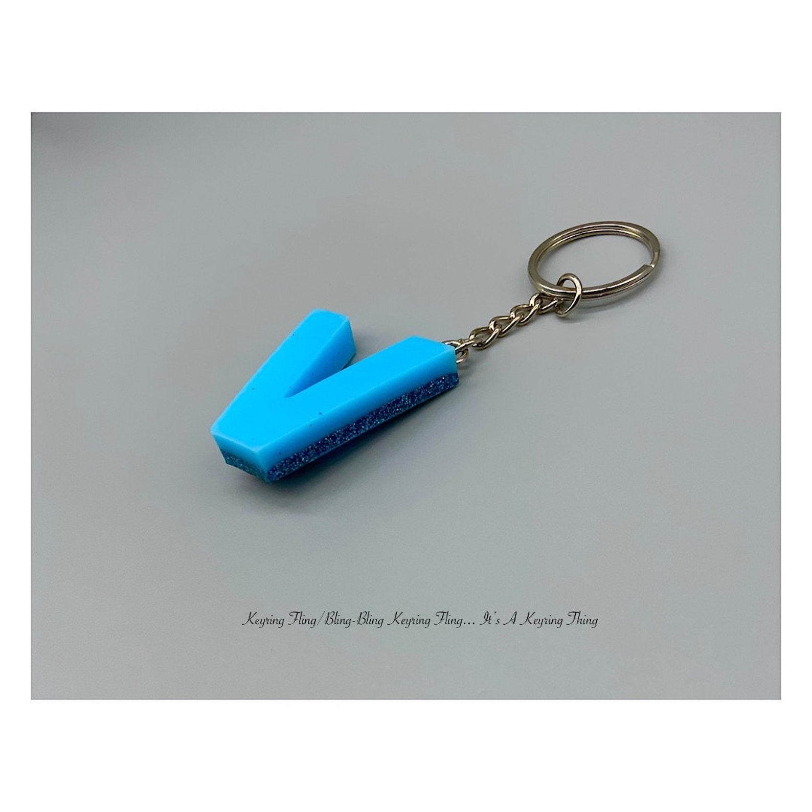 Stunning Blue Glitter Keychain With 10mm Blue Heart Rhinestone - Etsy