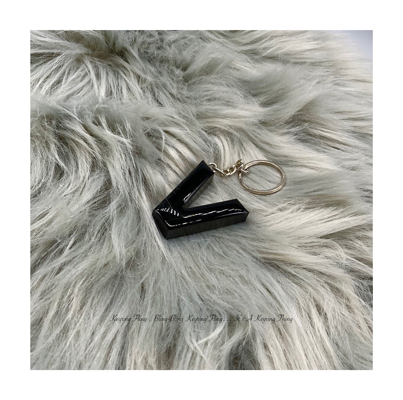 Jet Black Letter Keychain Letter Keychain About 1 1/2 Inches Tall ...