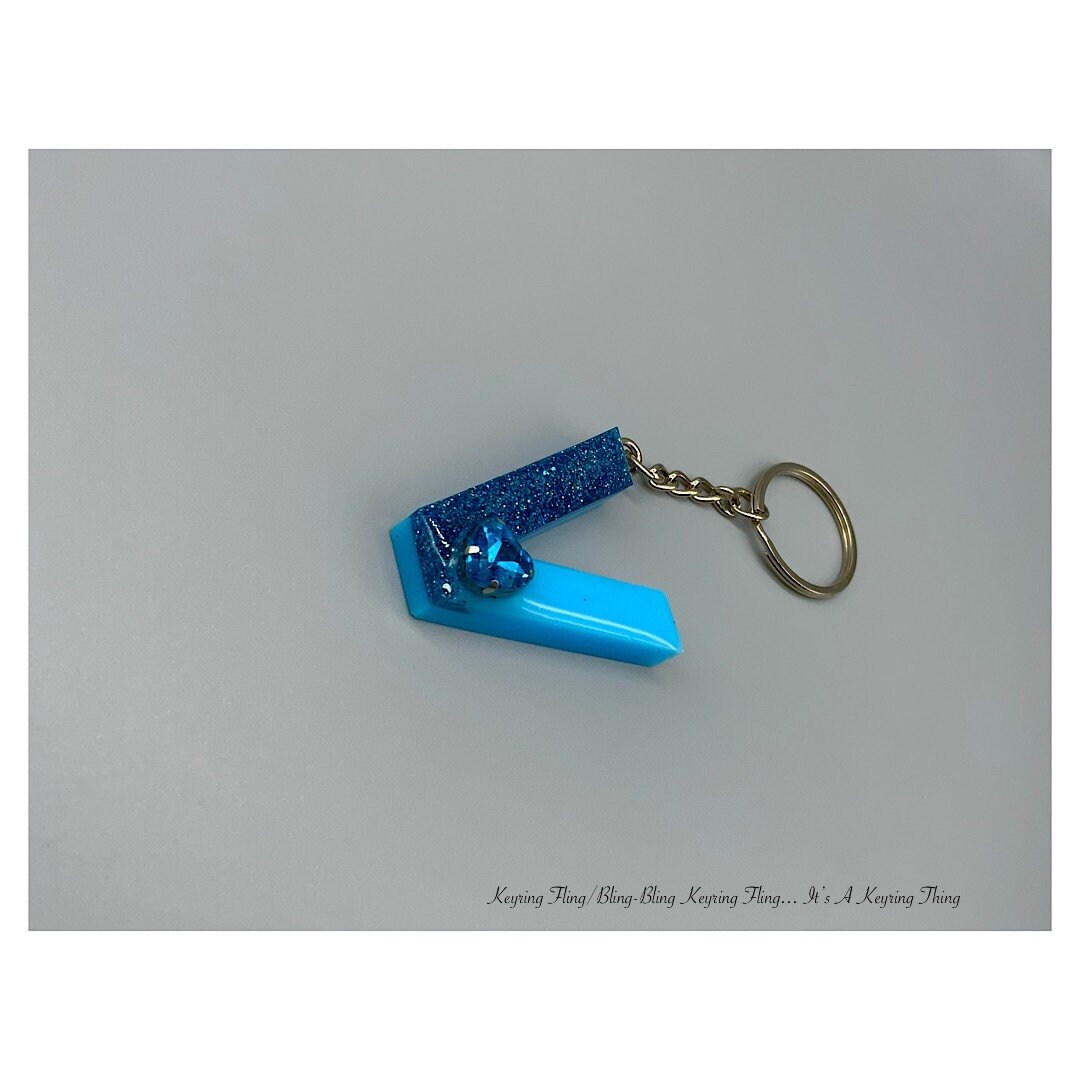 Stunning Blue Glitter Keychain With 10mm Blue Heart Rhinestone - Etsy
