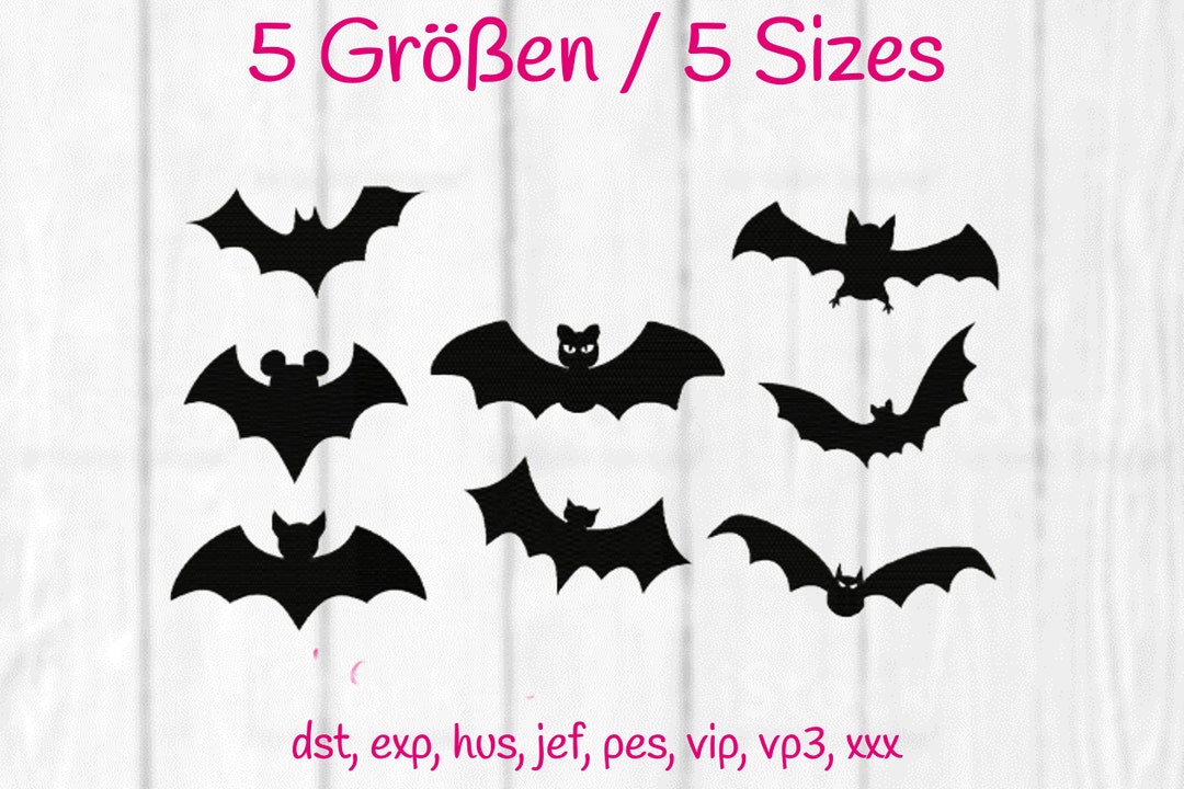 Halloween Embroidery Design Trendy Bat Embroidery File - Etsy