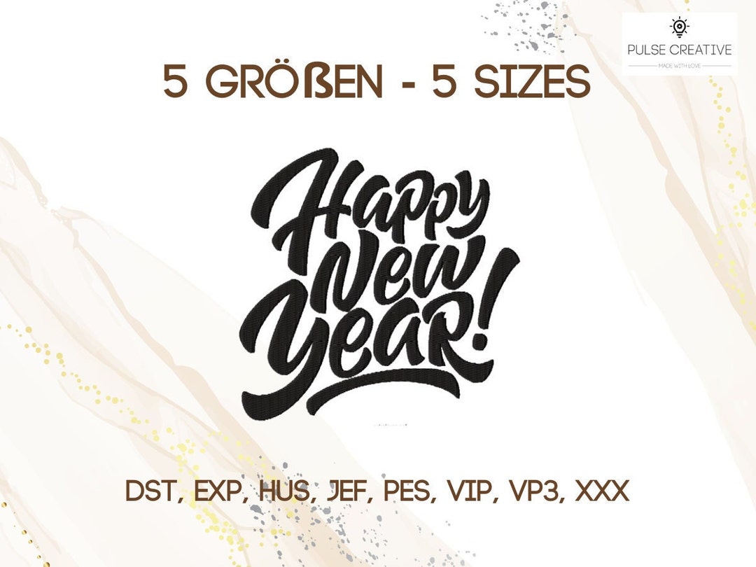New Years Embroidery Design Trendy, Happy New Year Machine Embroidery ...