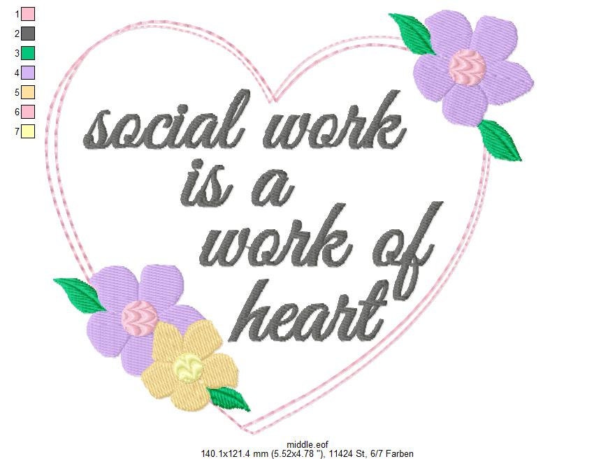 Teacher Embroidery Designs Trendy Social Worker Embroidery - Etsy