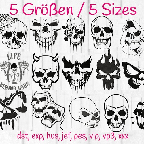 Skull Emo Machine Embroidery Design - Etsy