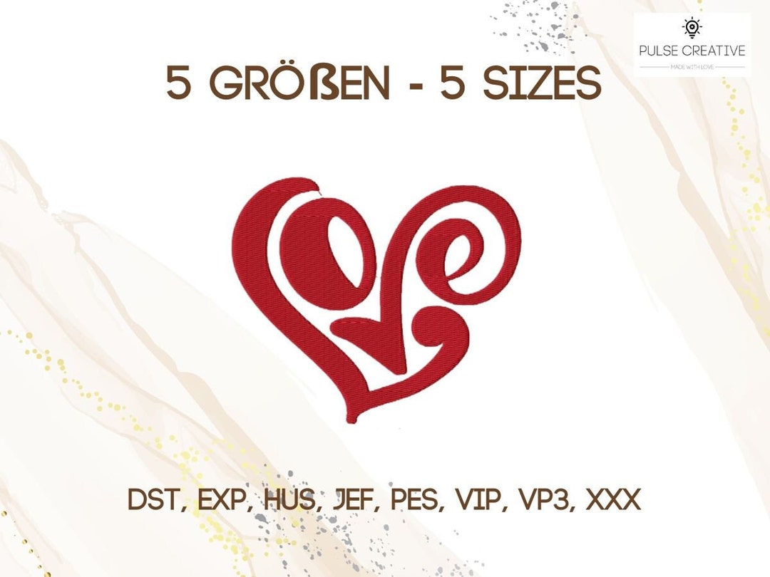 Heart Machine Embroidery Design Trendy, Embroidery Design Love, Small ...