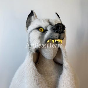 White Gray Werewolf Headdress White Gray Wolf Mask, Animal Friendly ...