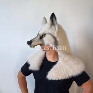 White Gray Werewolf Headdress White Gray Wolf Mask, Animal Friendly ...