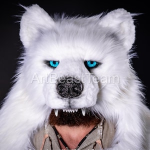 Polar White Snow Bear Headdress, White Bear Mask, Animal Friendly ...