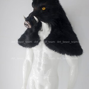 Black Boar Headdress, Animal Friendly Faux Fur Mask - Etsy UK