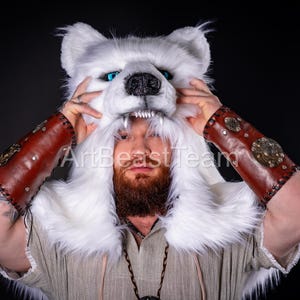 Polar White Snow Bear Headdress, White Bear Mask, Animal Friendly ...