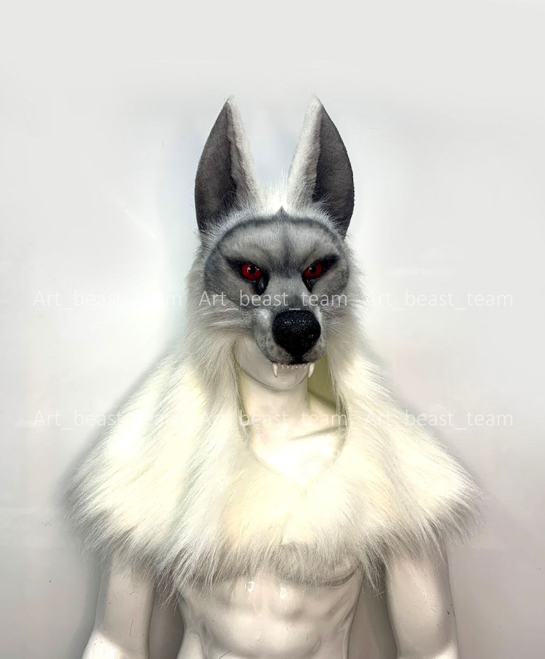Handmade Gray Wolf Headdress, Red Eyes, Animal Friendly Mask - Etsy