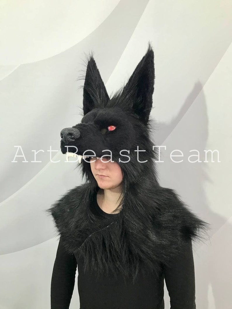 Werewolf Red EYES Headdress Red EYES Black Werewolf Mask | Etsy UK