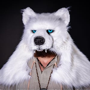 Polar White Snow Bear Headdress, White Bear Mask, Animal Friendly ...