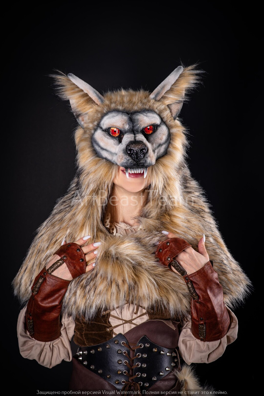 Werewolf Headdress, Brown Werewolf Mask, Brown Wolf Mask, Animal ...