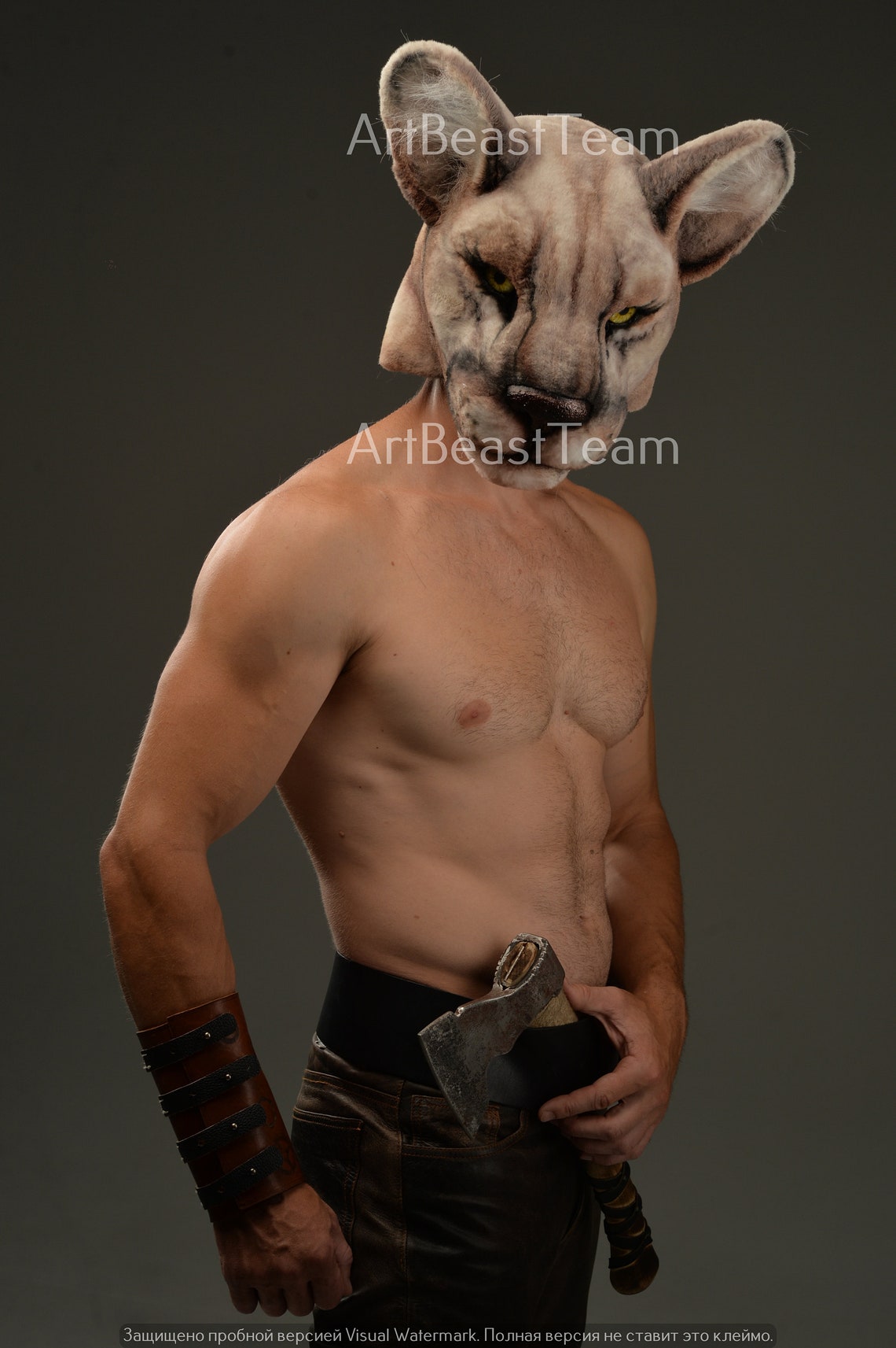 Puma Headdress white puma mask animal friendly white puma | Etsy