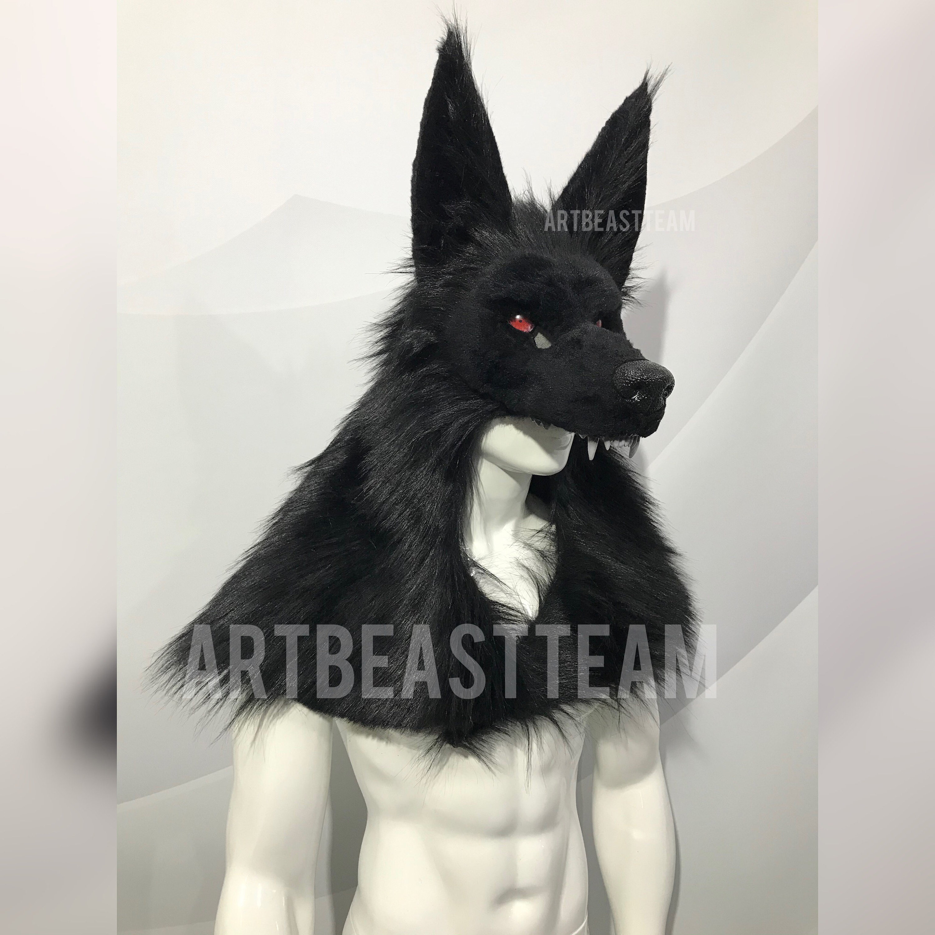 Werewolf Red EYES Headdress Red EYES black werewolf mask | Etsy