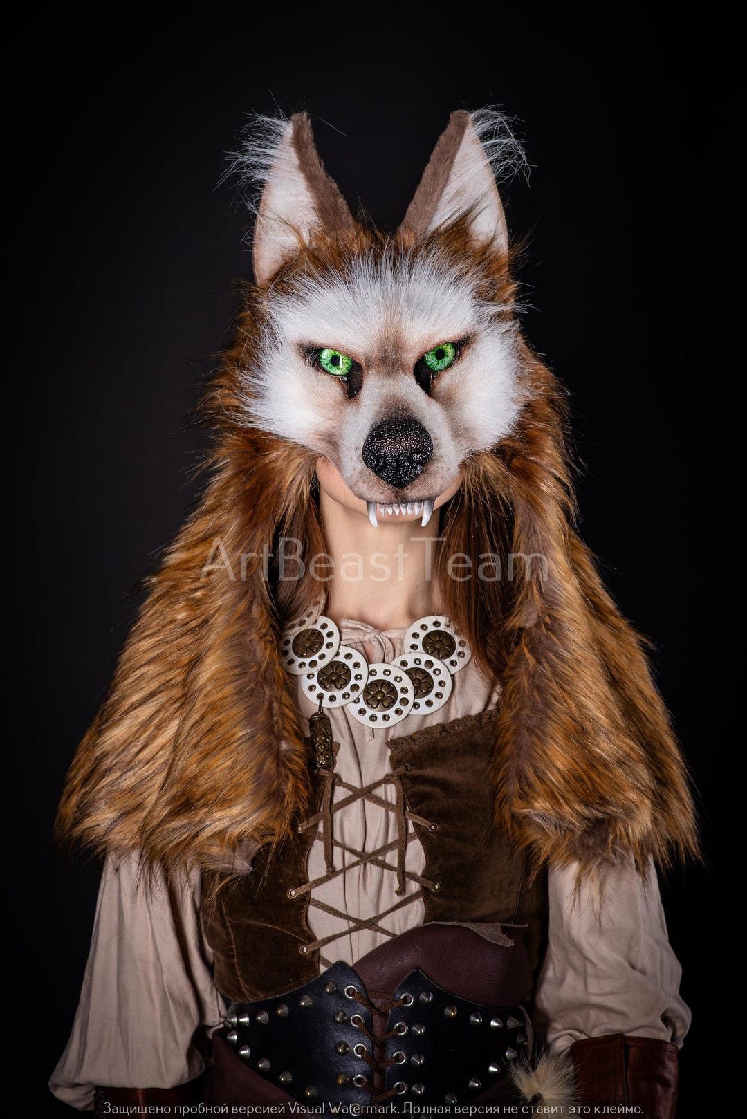 Werewolf Headdress, Brown/white Werewolf Mask, Brown Wolf Mask, Animal ...