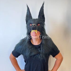 Red-eyed Werewolf Headdress: Animal-friendly Black Wolf Mask - Etsy