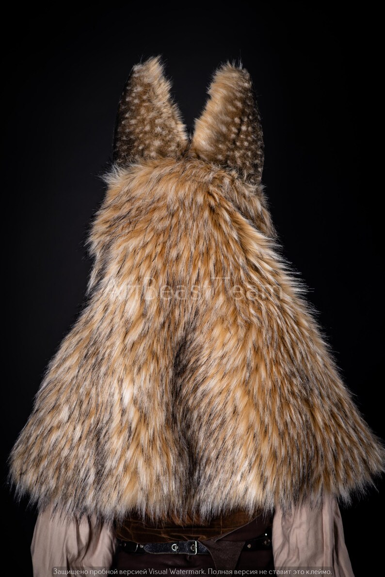 Hyena Wolf Brown Headdress Werewolf Mask, Brown Hyena Wolf Mask, Animal ...