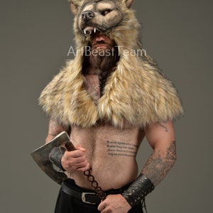 Werewolf Headdress, Brown Wolf Mask, Animal Friendly Faux Fur - Etsy