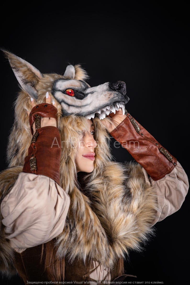 Handmade Werewolf Headdress, Faux Fur Viking Wolf Mask - Etsy Ireland