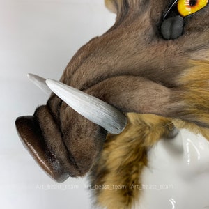 Wild Boar Headdress, Faux Fur Animal Mask, Costume Headpiece - Etsy