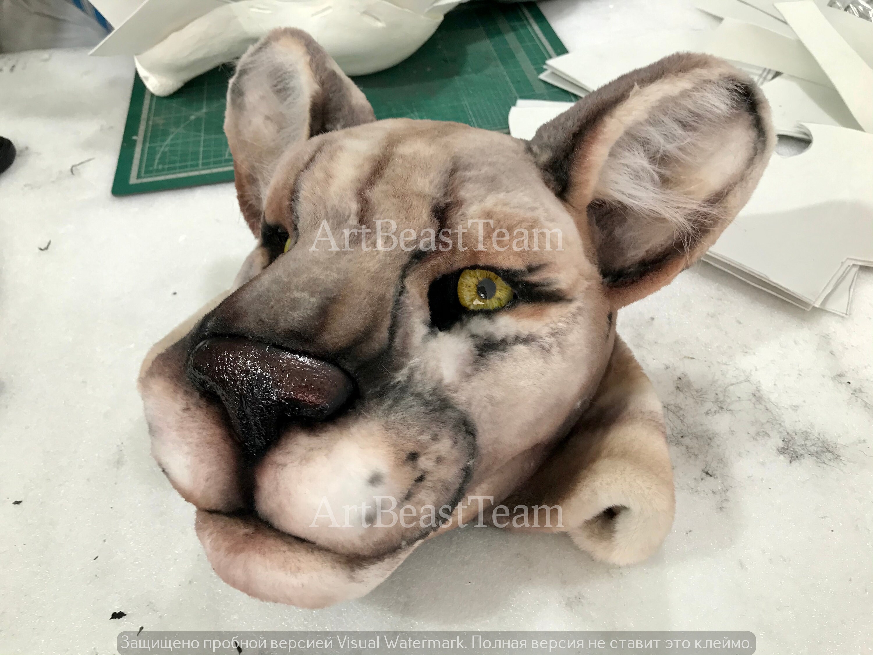 Puma Headdress white puma mask animal friendly white puma | Etsy