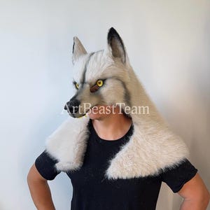 White Gray Werewolf Headdress White Gray Wolf Mask, Animal Friendly ...