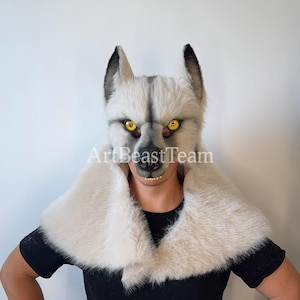 White Gray Werewolf Headdress White Gray Wolf Mask, Animal Friendly ...