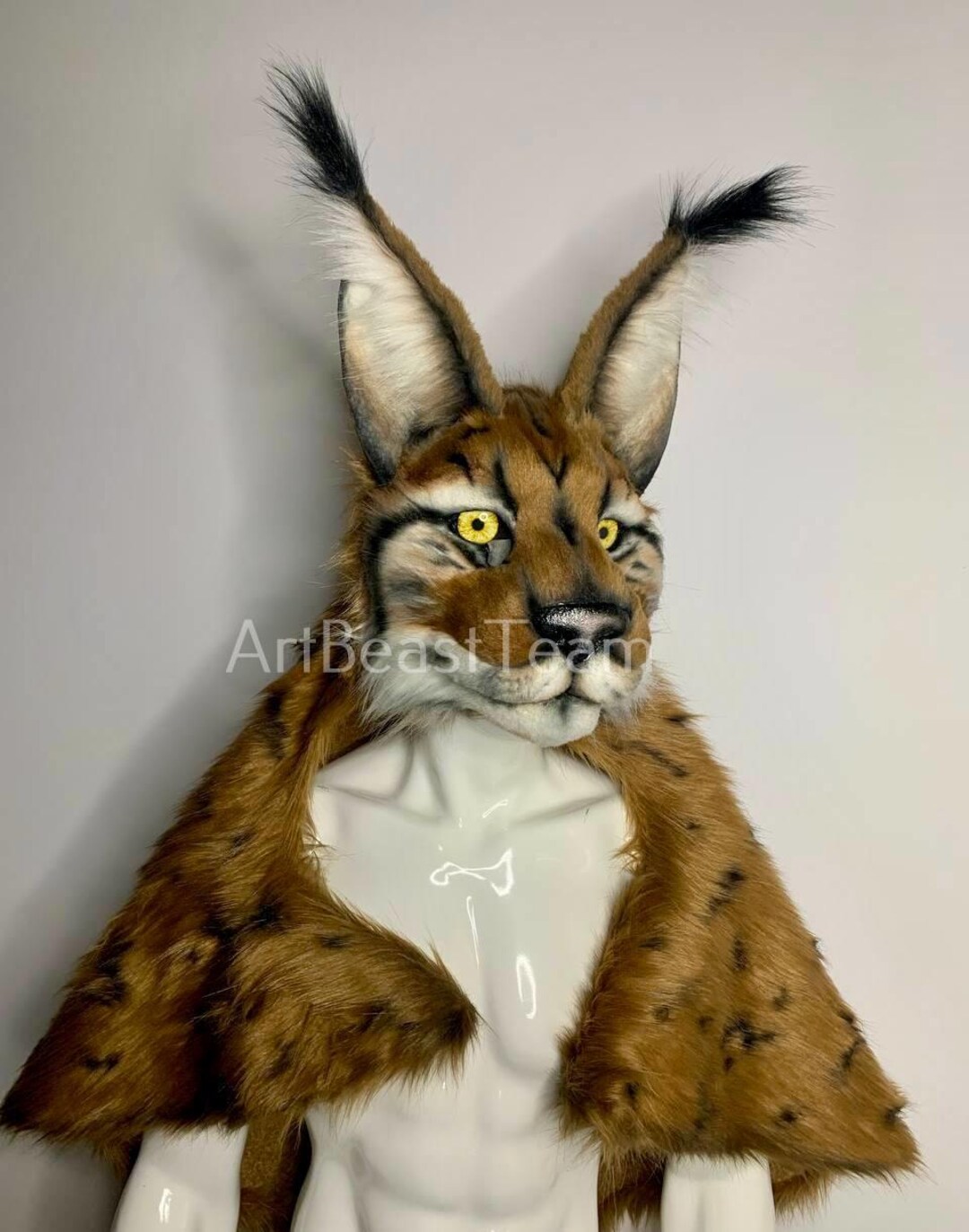 Red Orange Therian Lynx Cat Headdress Cat Mask, Animal Friendly Orange ...