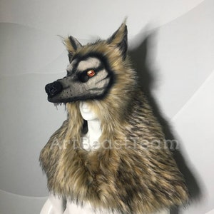 Werewolf Headdress, Brown Wolf Mask, Animal Friendly Faux Fur - Etsy