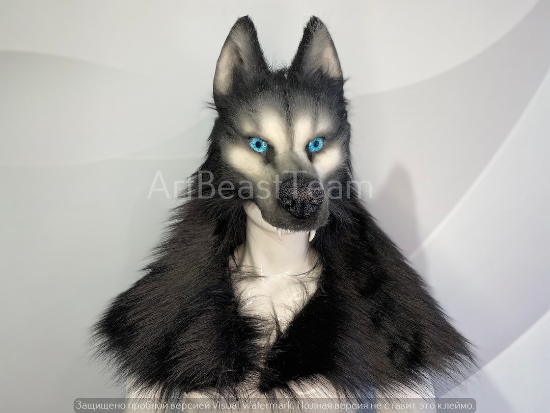 Blue Eyes Werewolf Headdress, Animal Friendly Black Wolf Mask - Etsy