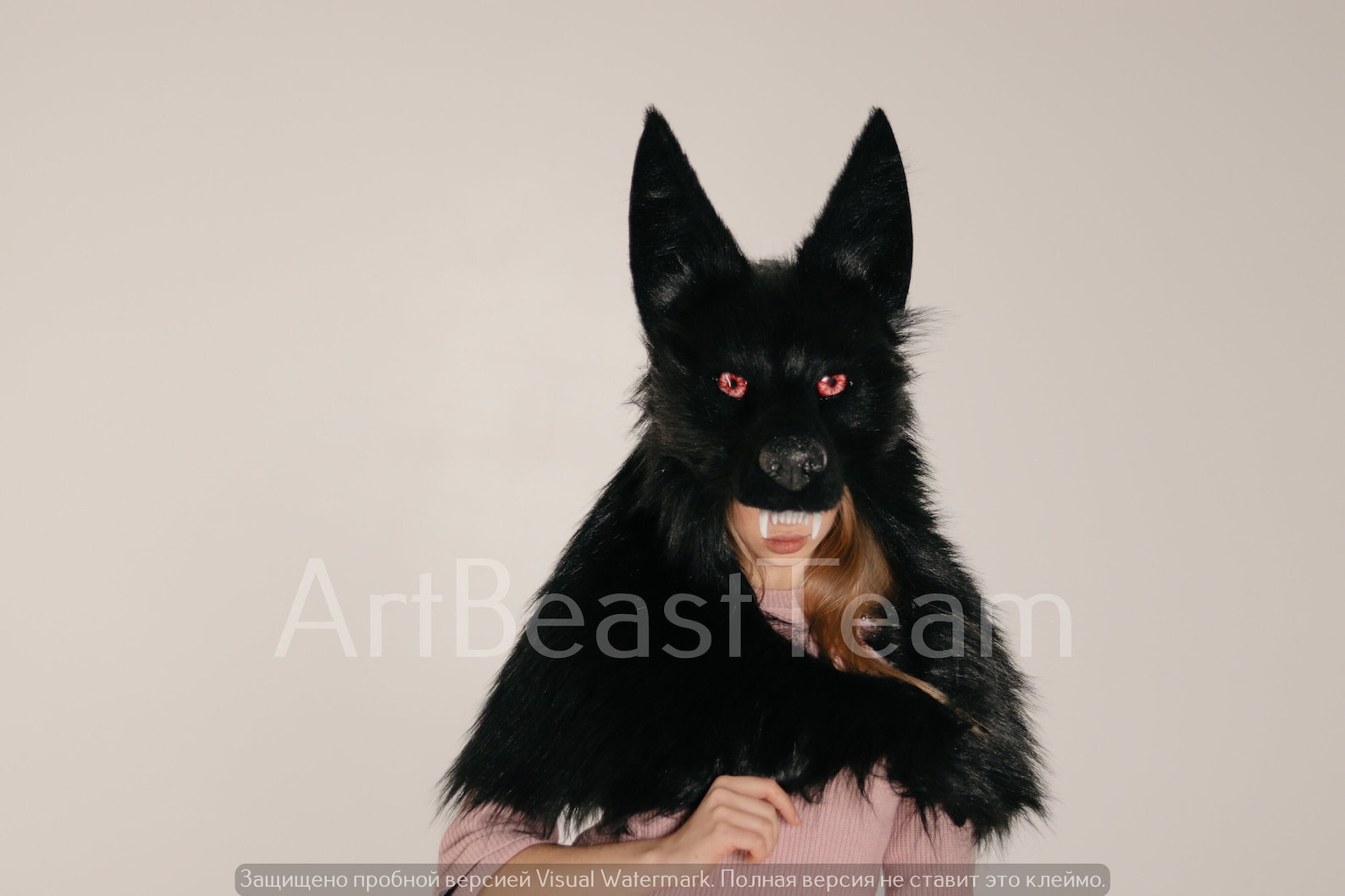 Red Eyes Werewolf Headdress, Faux Fur Black Wolf Mask - Etsy