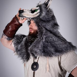 Werewolf Headdress, Gray Werewolf Mask, Gray Wolf Mask, Animal Friendly ...