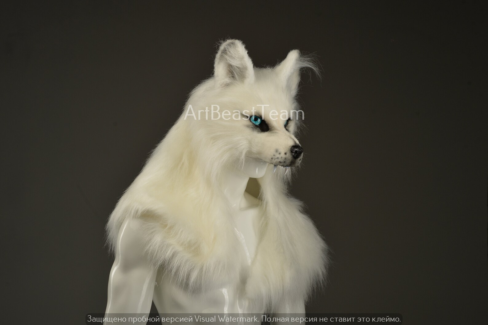 Arctic Fox Headdress With Blue Eyes White Arctic Fox Mask - Etsy