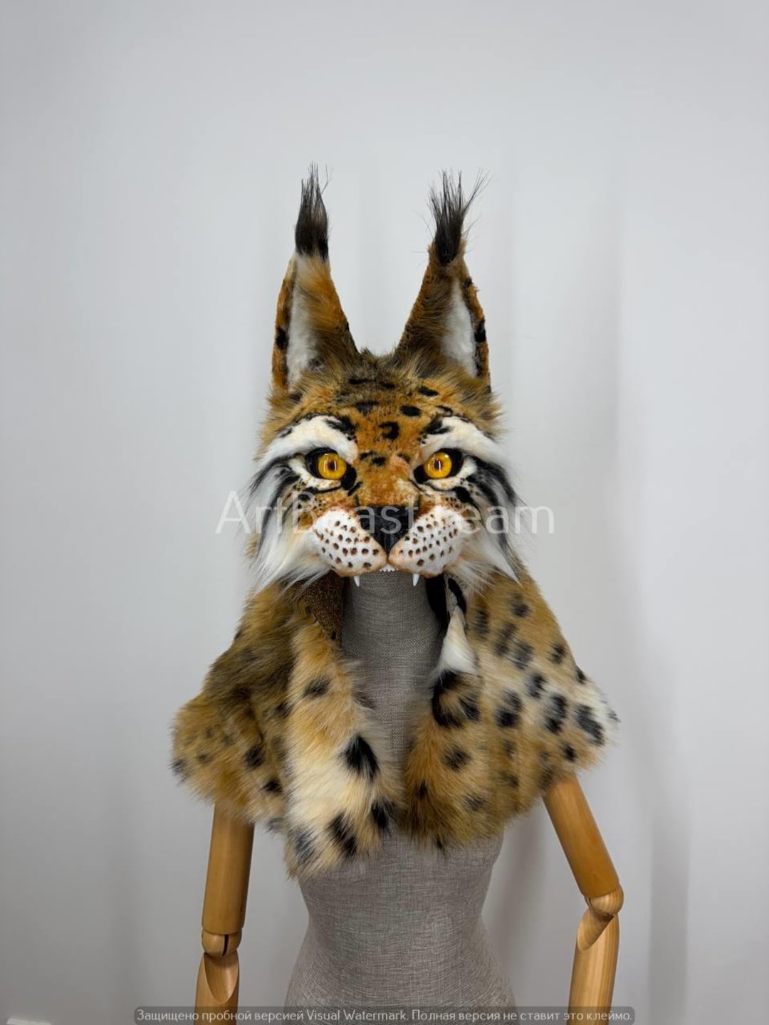 Red Orange Therian Lynx Cat Headdress Cat Mask, Animal Friendly Orange ...