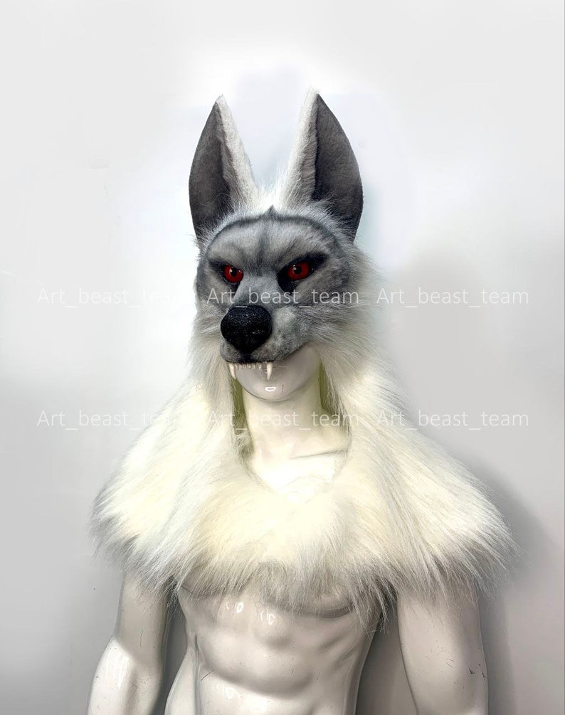 Handmade Gray Wolf Headdress, Red Eyes, Animal Friendly Mask - Etsy
